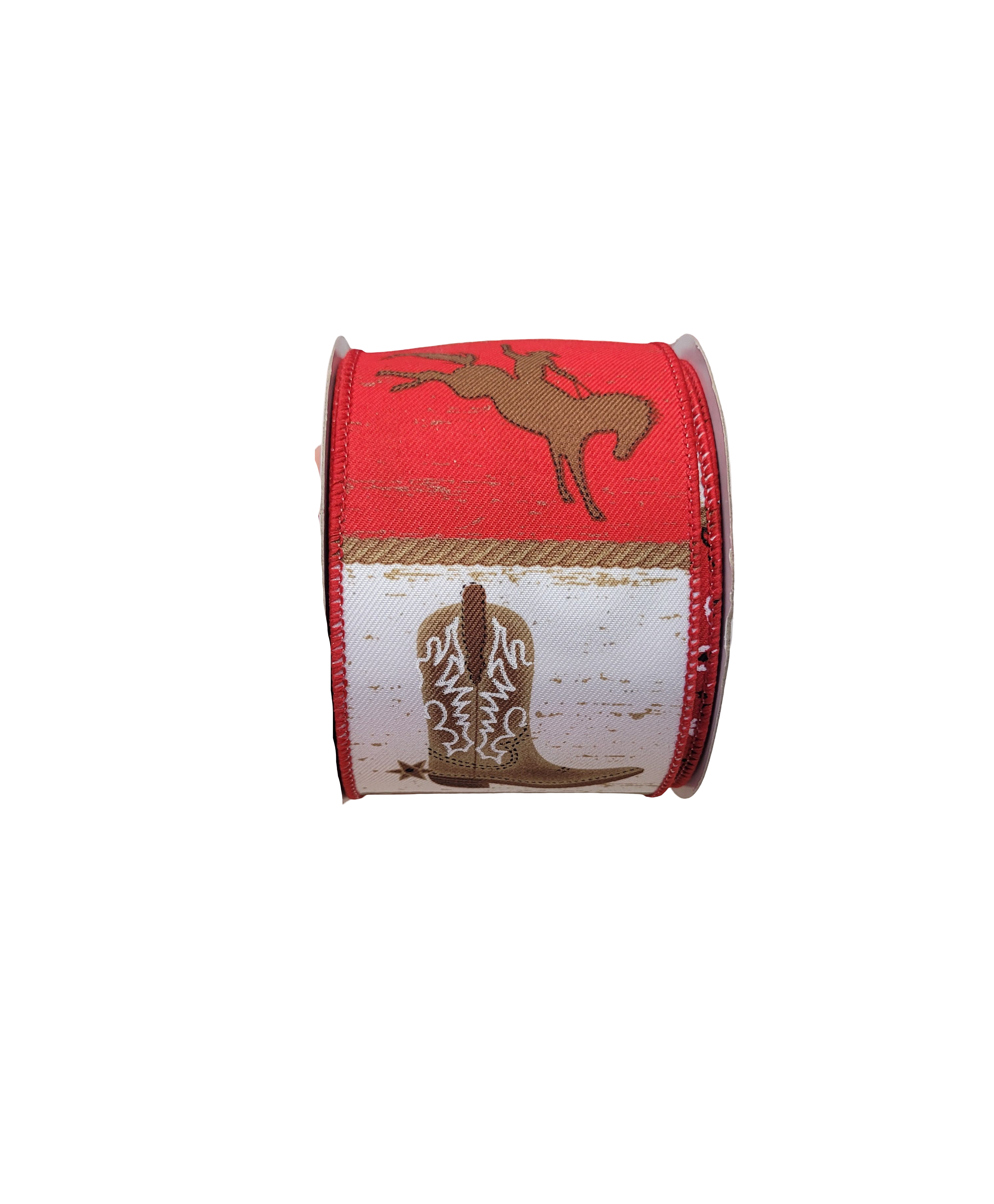 10 Yards - 2.5" Wired Cowboy Rodeo Block Pattern Ribbon – foxwreathsupplies