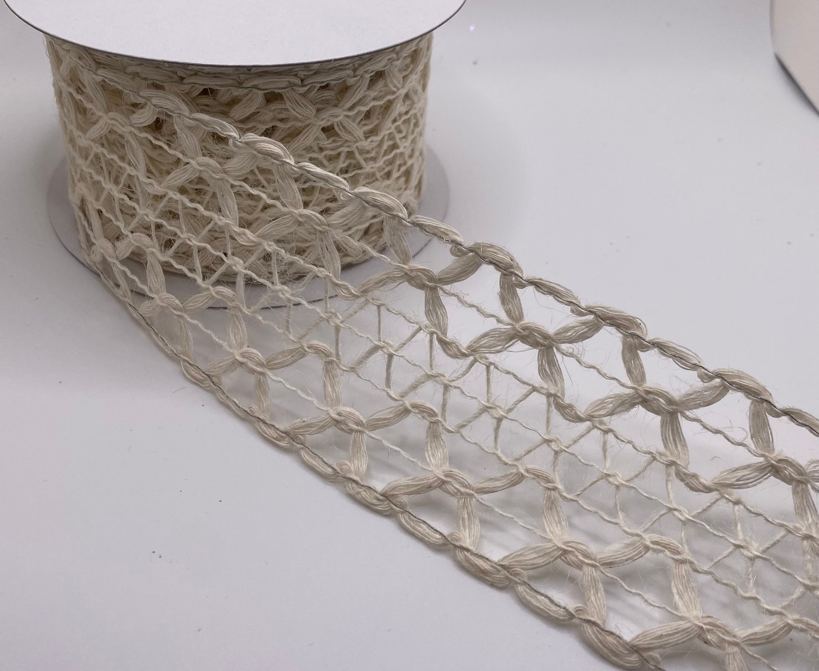 10 Yards - 2.5" Wired White Hexagon Open Weave Ribbon - Netting Ribbon ...