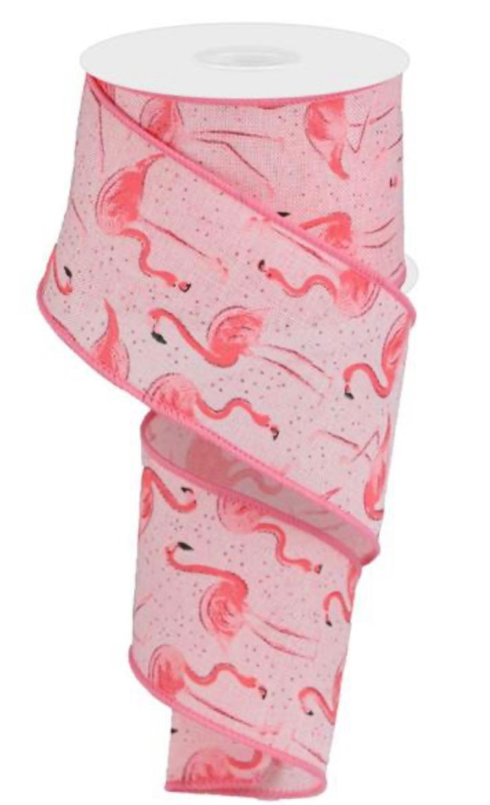 10 Yards - 2.5” Wired Pink Flamingo Ribbon – foxwreathsupplies