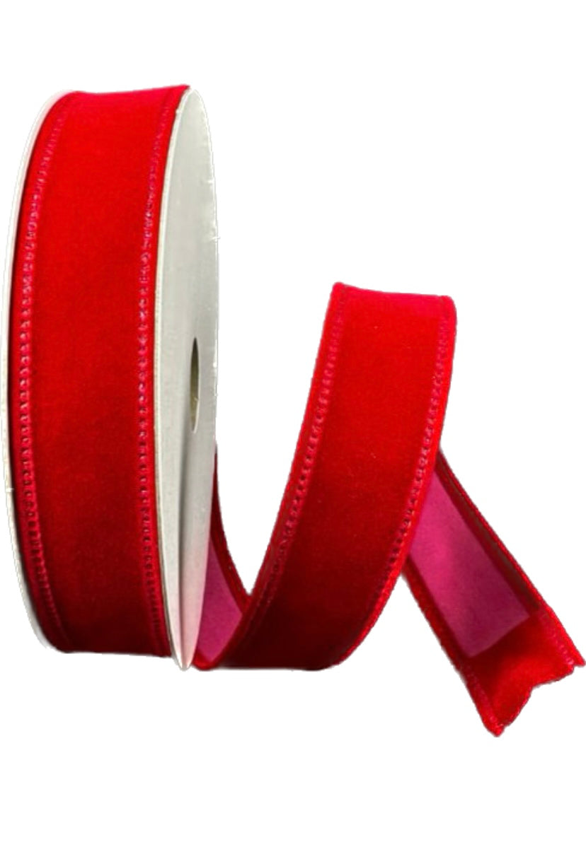 Wired Dark Red Velvet Ribbon-7/8”x10 Yards – foxwreathsupplies