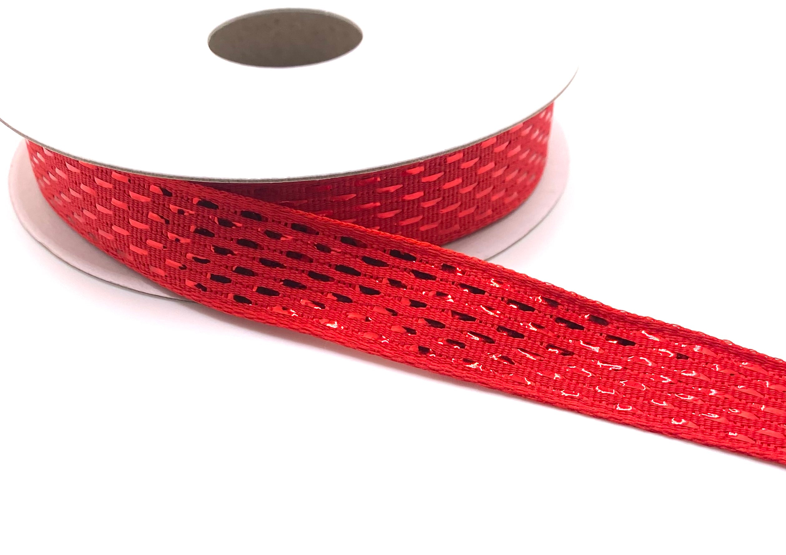 10 Yards - 5/8" Wired Red Metallic Dash Ribbon – foxwreathsupplies