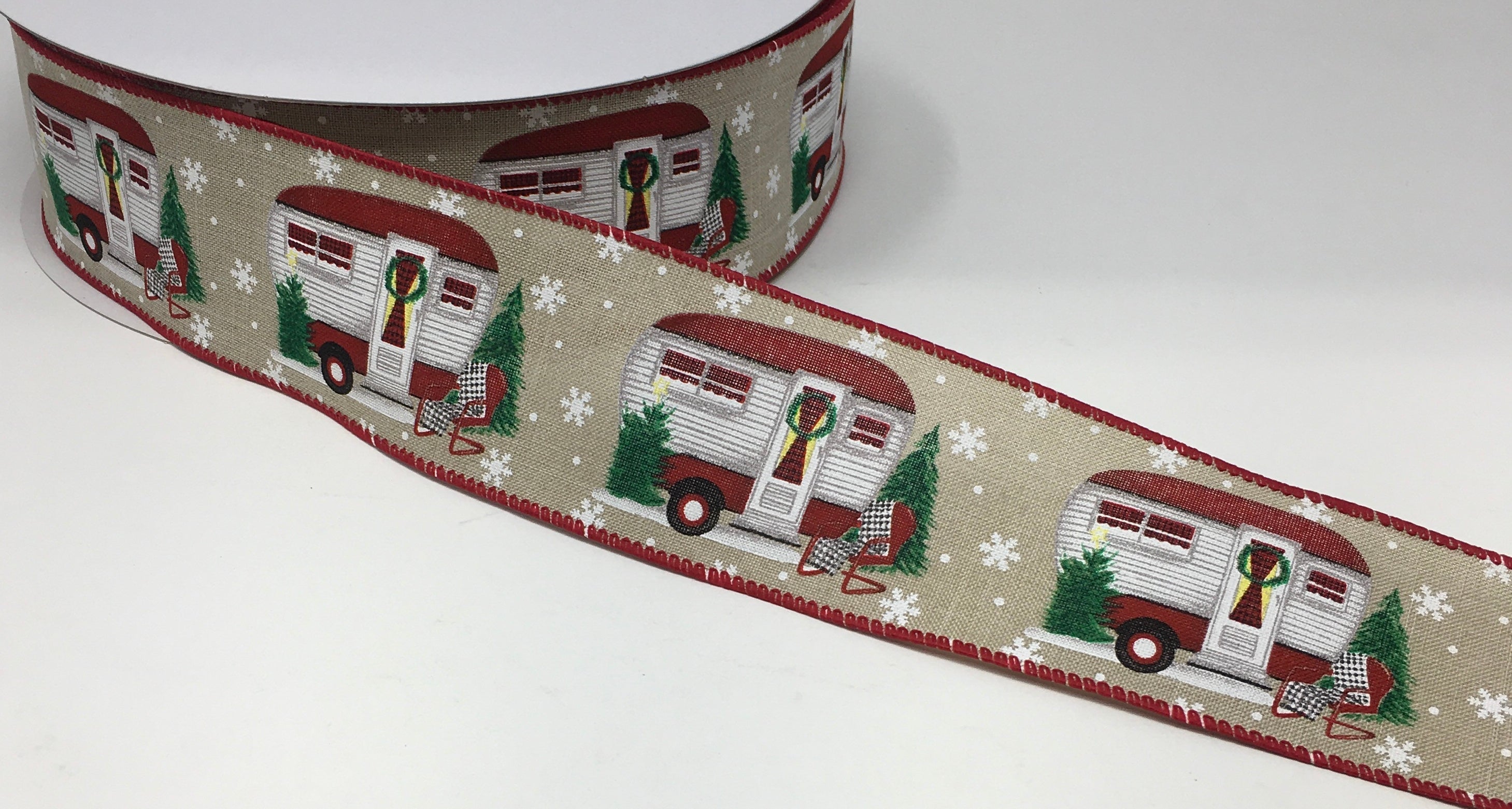 50 Yards - 2.5” Wired Christmas Camper Ribbon – foxwreathsupplies
