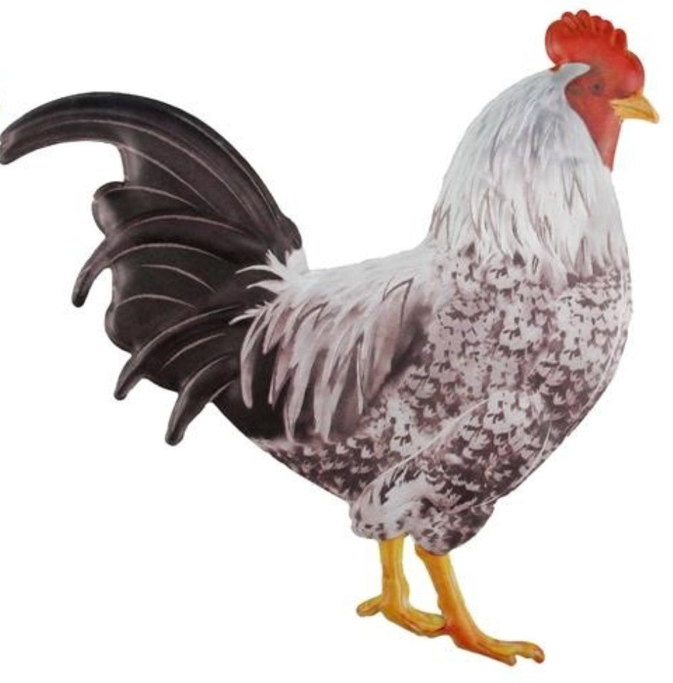 12”x11.75” Metal Embossed Black and White Rooster/Chicken Wreath Sign ...