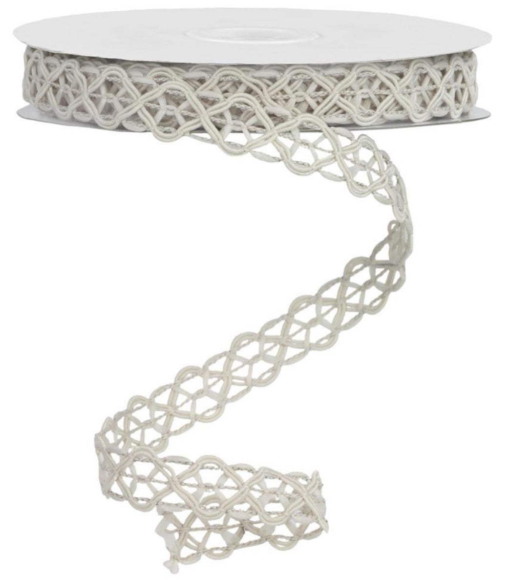 10 Yards - 5/8" Wired Buff Open Weave Trim Ribbon – foxwreathsupplies