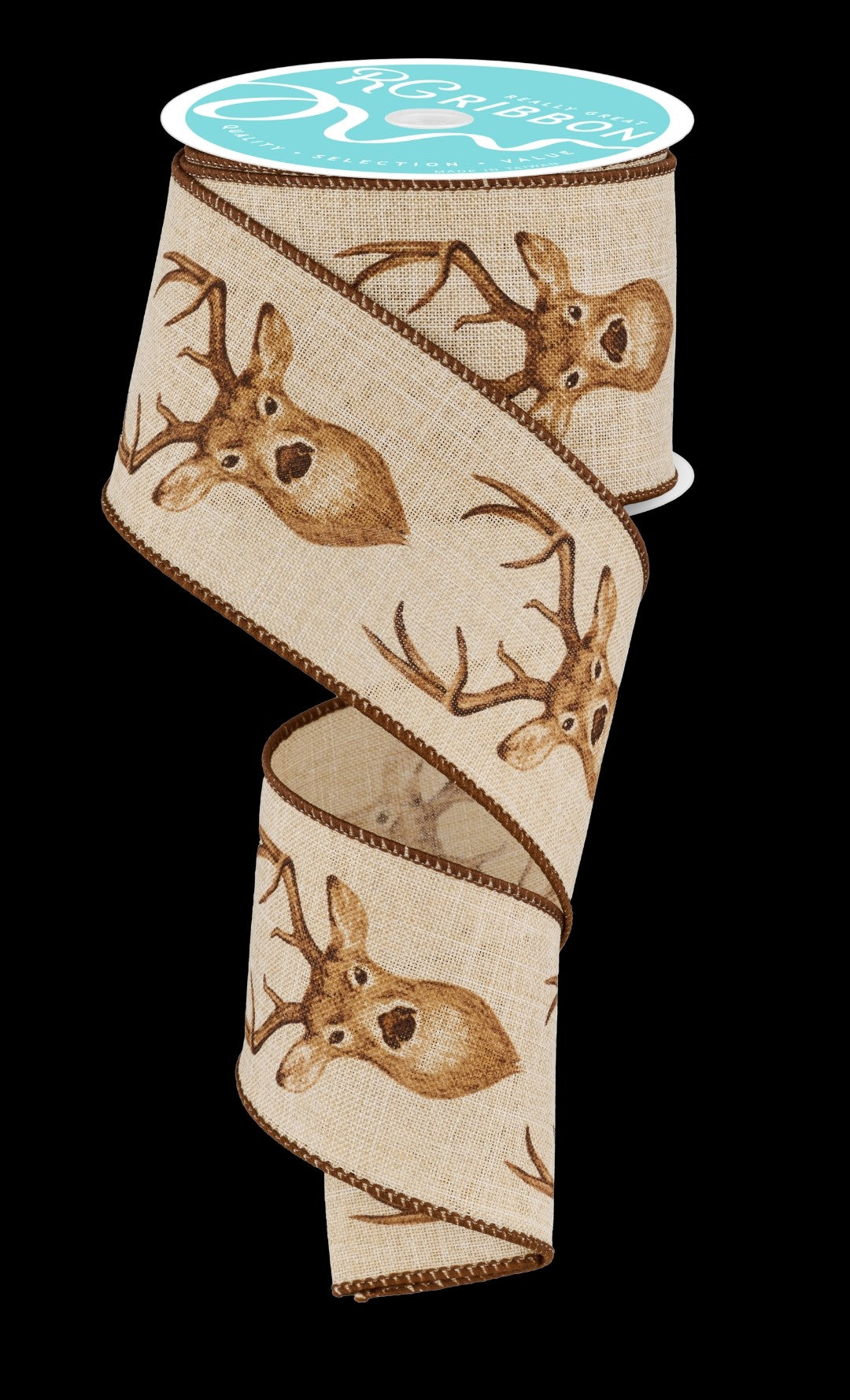 10 Yards - 2.5" Wired Natural Background Deer Ribbon – foxwreathsupplies